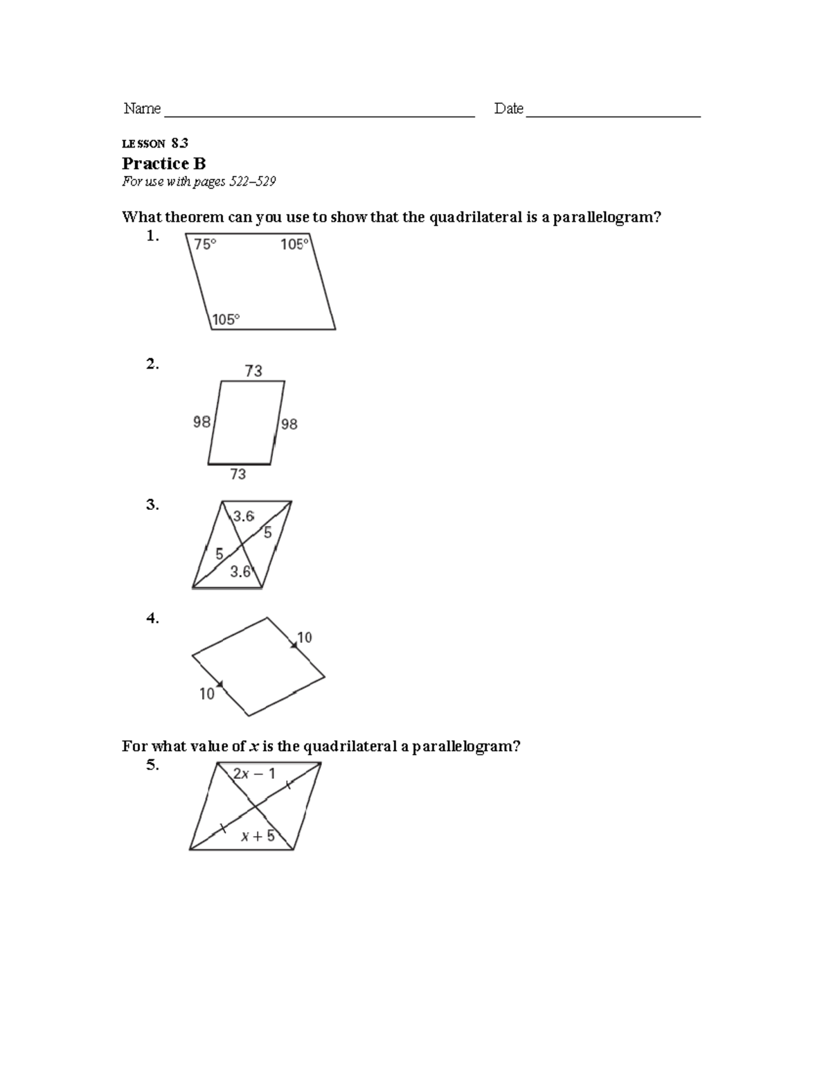 8.3 homework practice - LESSON Practice BName ...