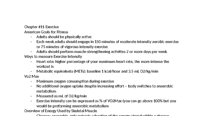 Chapter 11 Exercise - Lecture Notes on Fitness Goals for Adults - Studocu