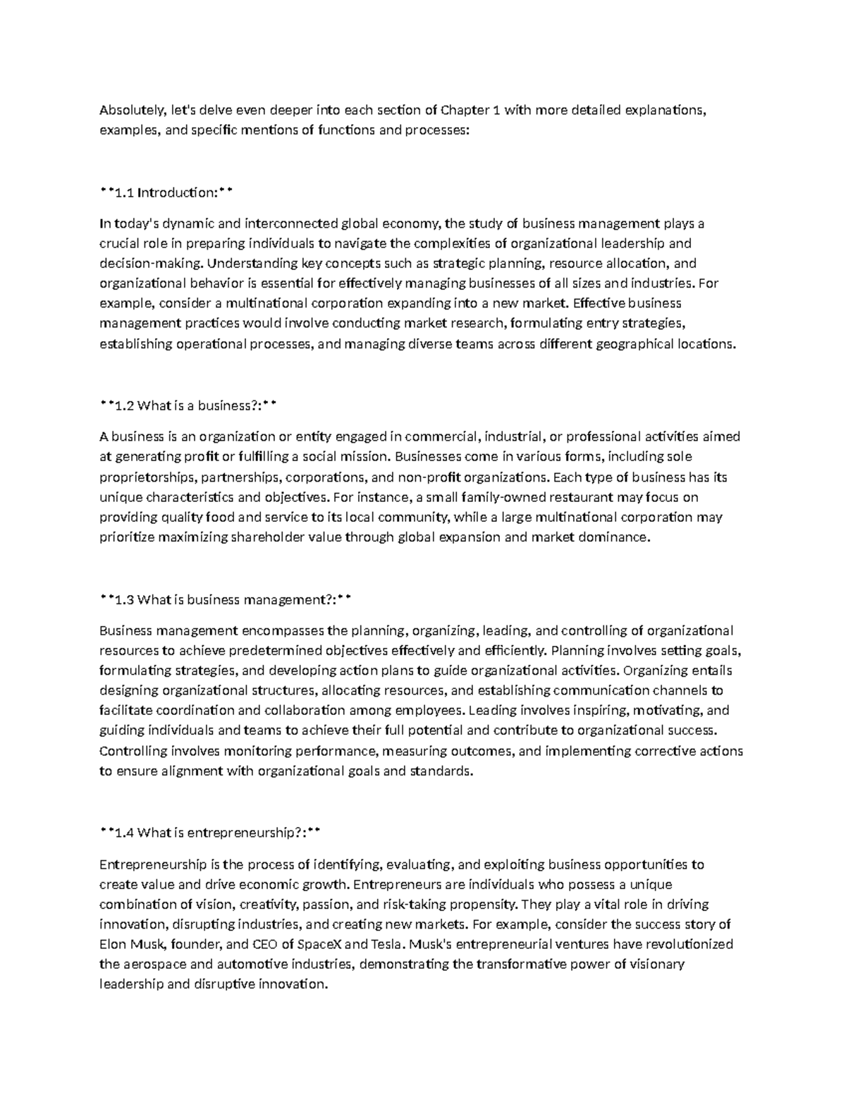 Chapter 1 Notes: Introduction to Business Management Concepts - Studocu