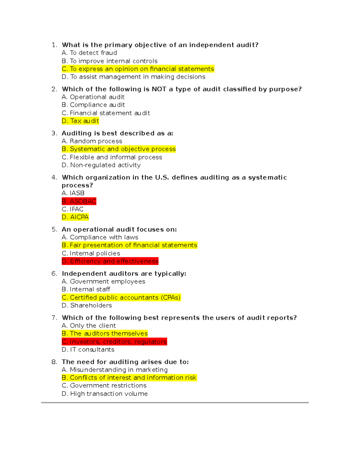 Audit Objectives and Principles: Key Insights for ACC 101 Final Exam ...