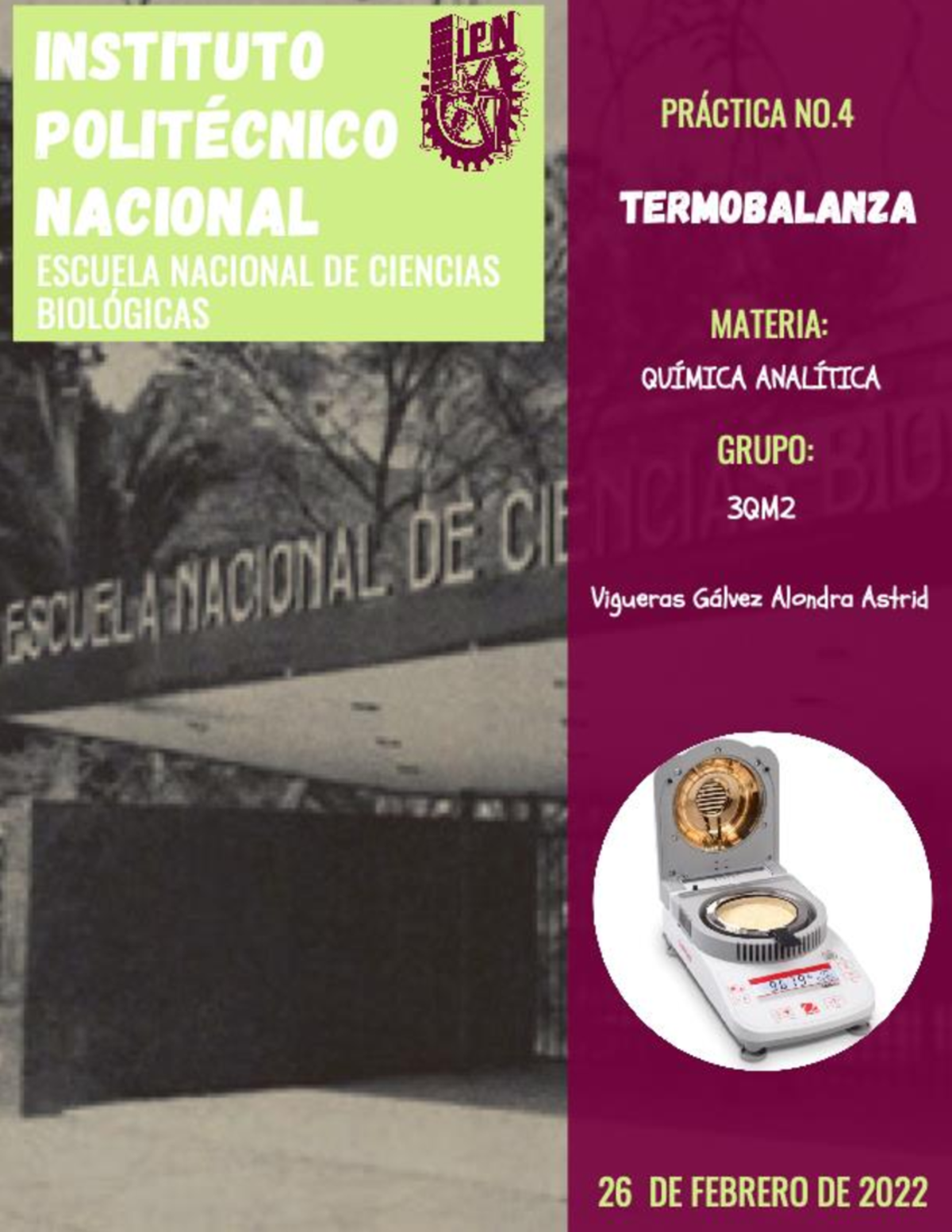 Practica No.4 ( Termobalanza) / Química Analítica - INTRODUCCIÓN La ...