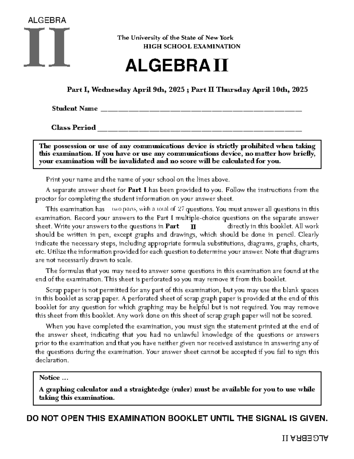 Algebra II Regents Exam - Final June 2022 (NYCDOE) - Studocu