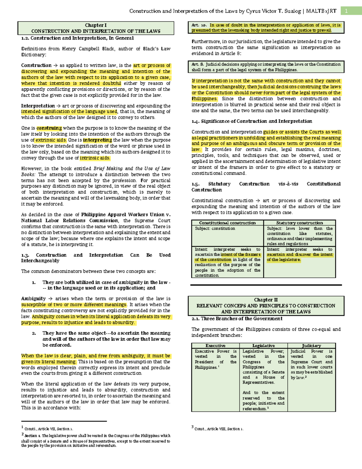 Statutory Construction and Interpretation - Sualog Study Notes - Studocu