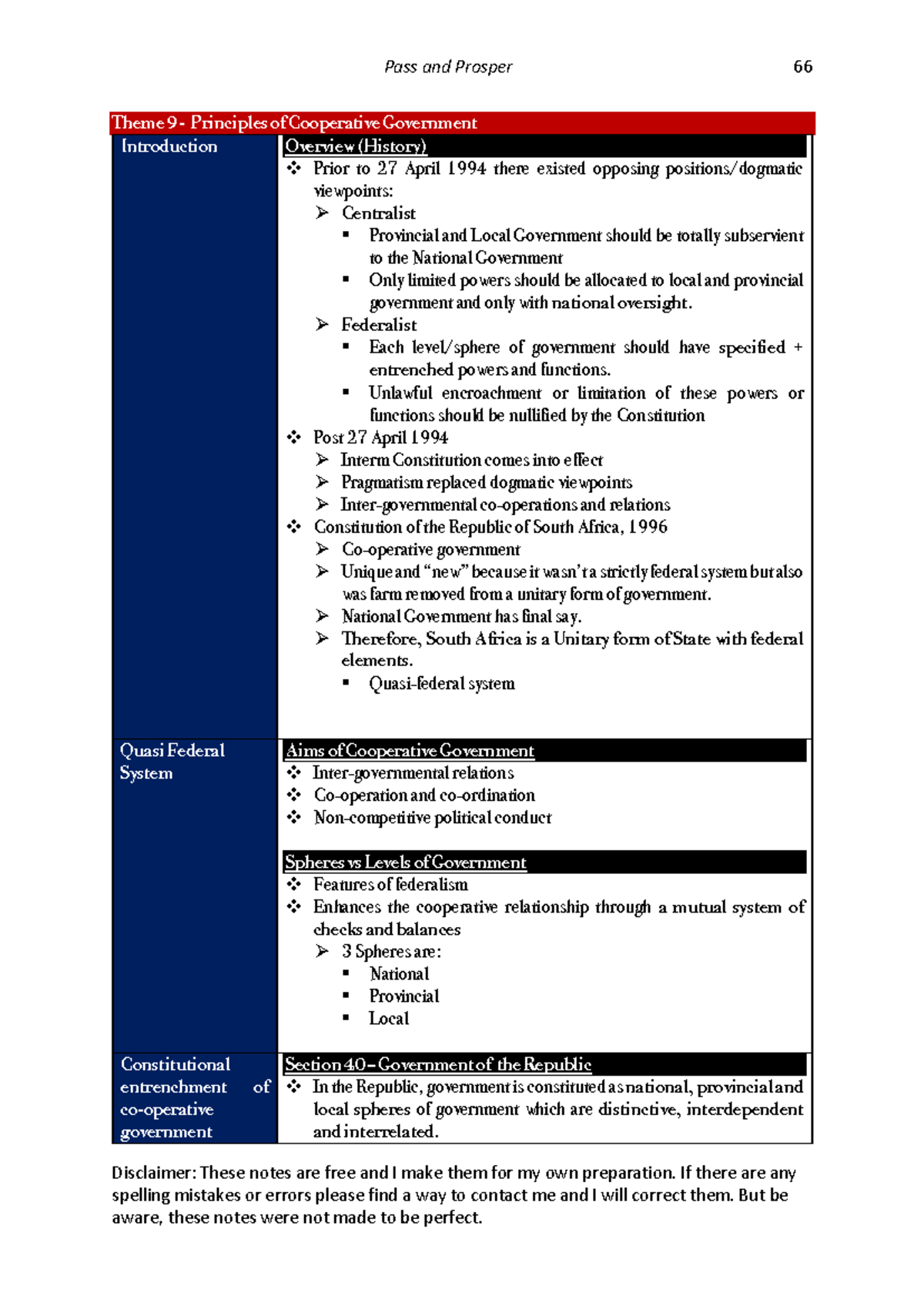 Theme 9: Principles of Cooperative Government - Overview and Analysis ...