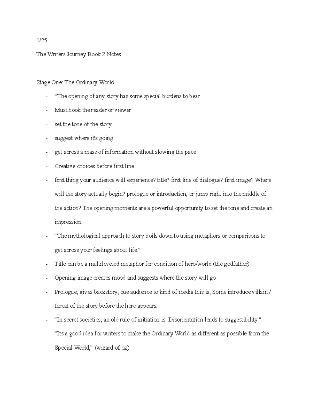 The Writers Journey Book 2 Stages of the Journey Notes - 1/ The Writers ...