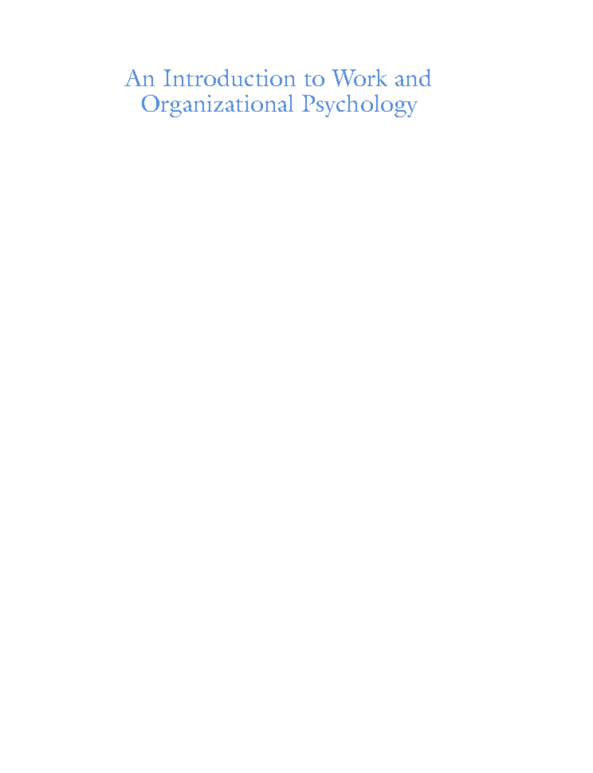 Work and Organizational Psychology: A Comprehensive Overview (2017 ...