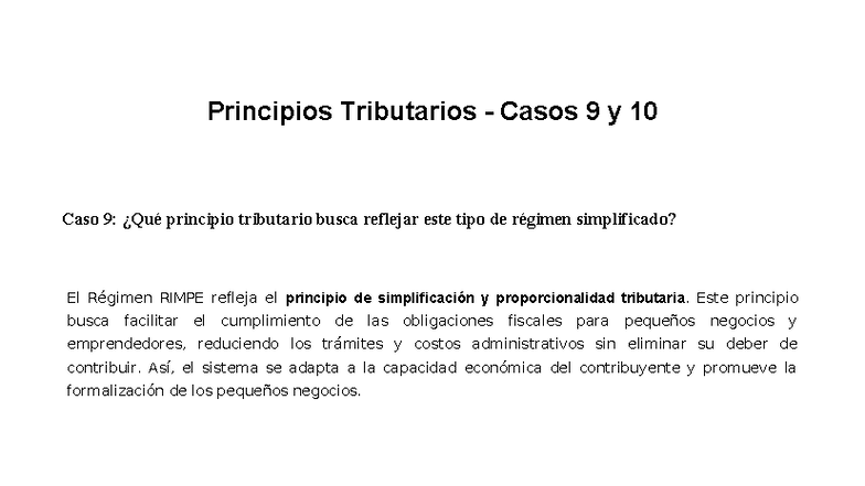 Casos 9 y 10: Principios Tributarios y Equidad Fiscal - Studocu