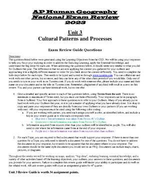 Unit 3 Review Packet- AP Human Geography - Unit 3 Review Packet- AP Human Geography Matching ...