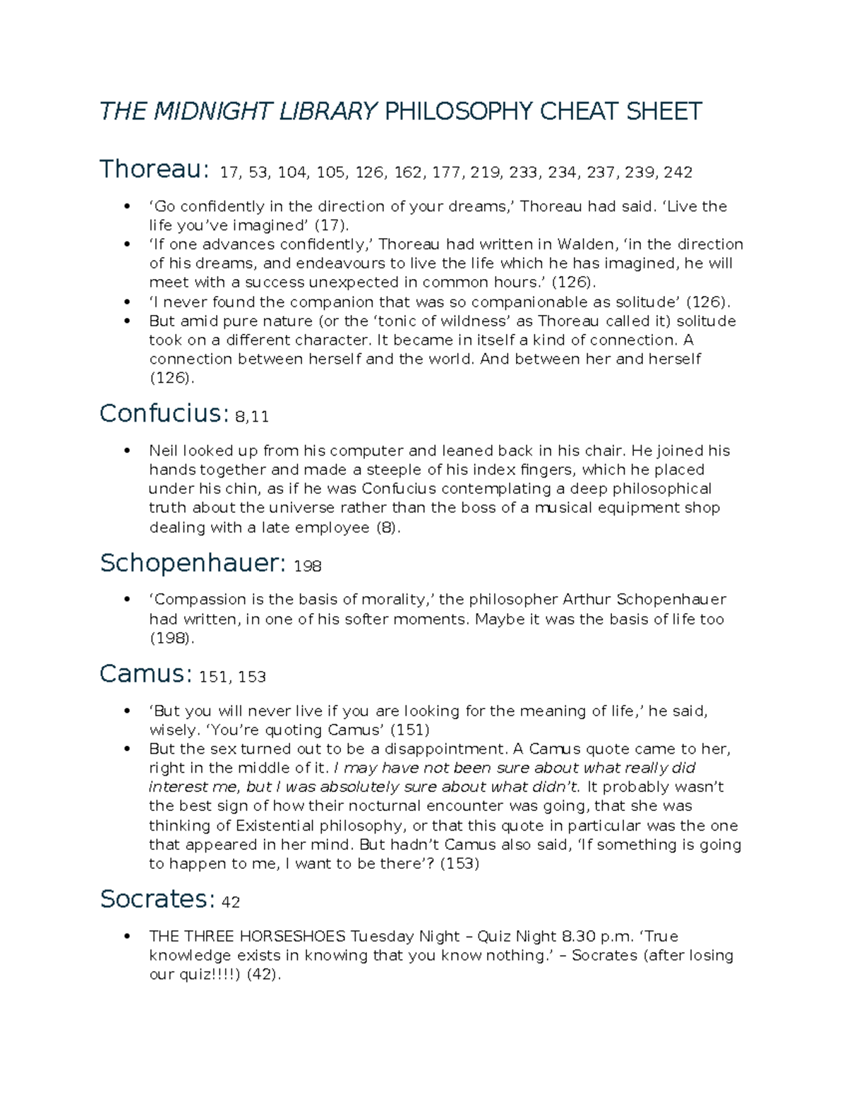Midnight Library Philosophy Notes: Key Insights from Major Thinkers ...