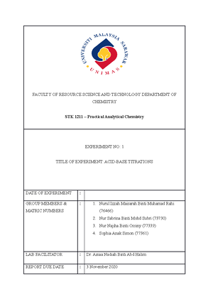 Experiment 1.3 Lab Manual - Experiment 1: Measuring some Enthalpy Changes 3 Experiment 1 ...