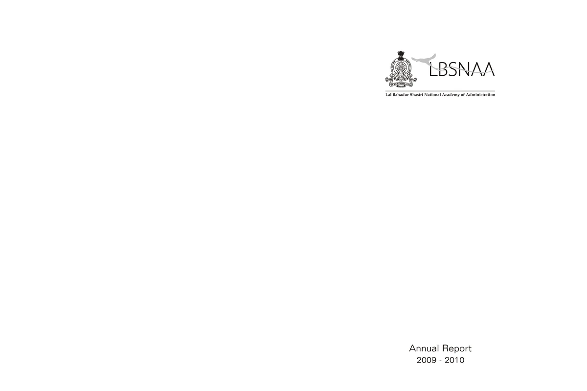 Annual Report Chapter 1: Introduction to LBSNAA Training Programs - Studocu