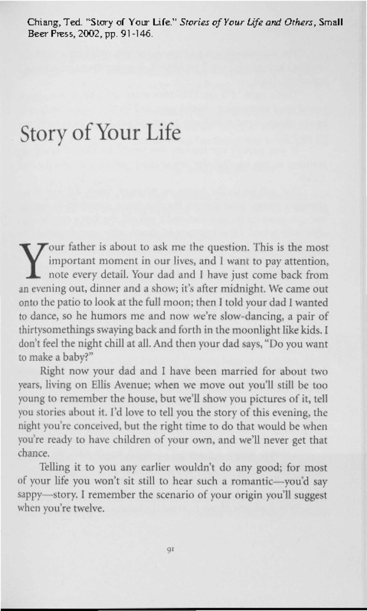 Ted Chiang - Story of Your Life - Story of Your Life Y our father is ...