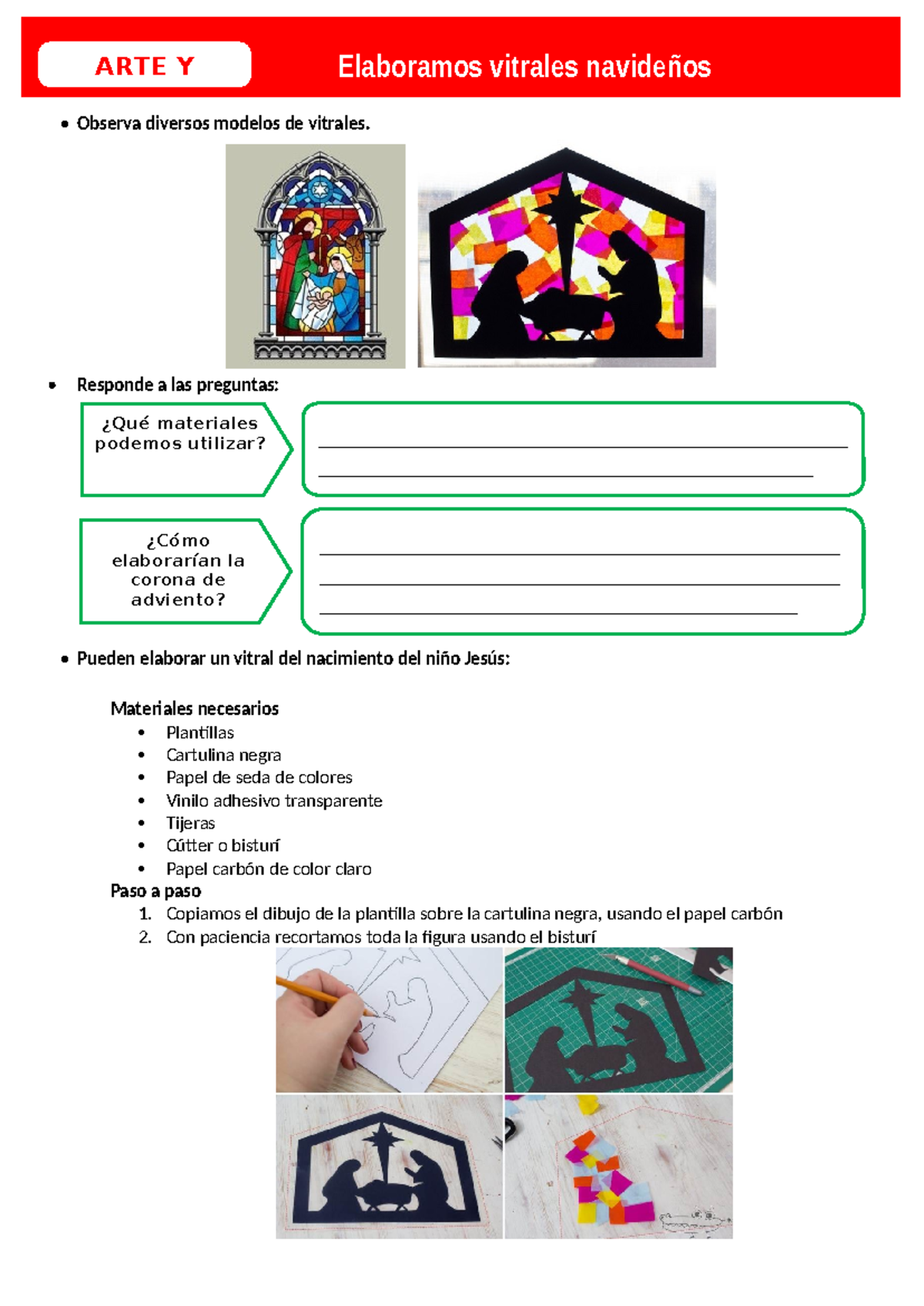 Ficha ARTE 13 de dic Elaboramos vitrales navideños - Observa diversos ...