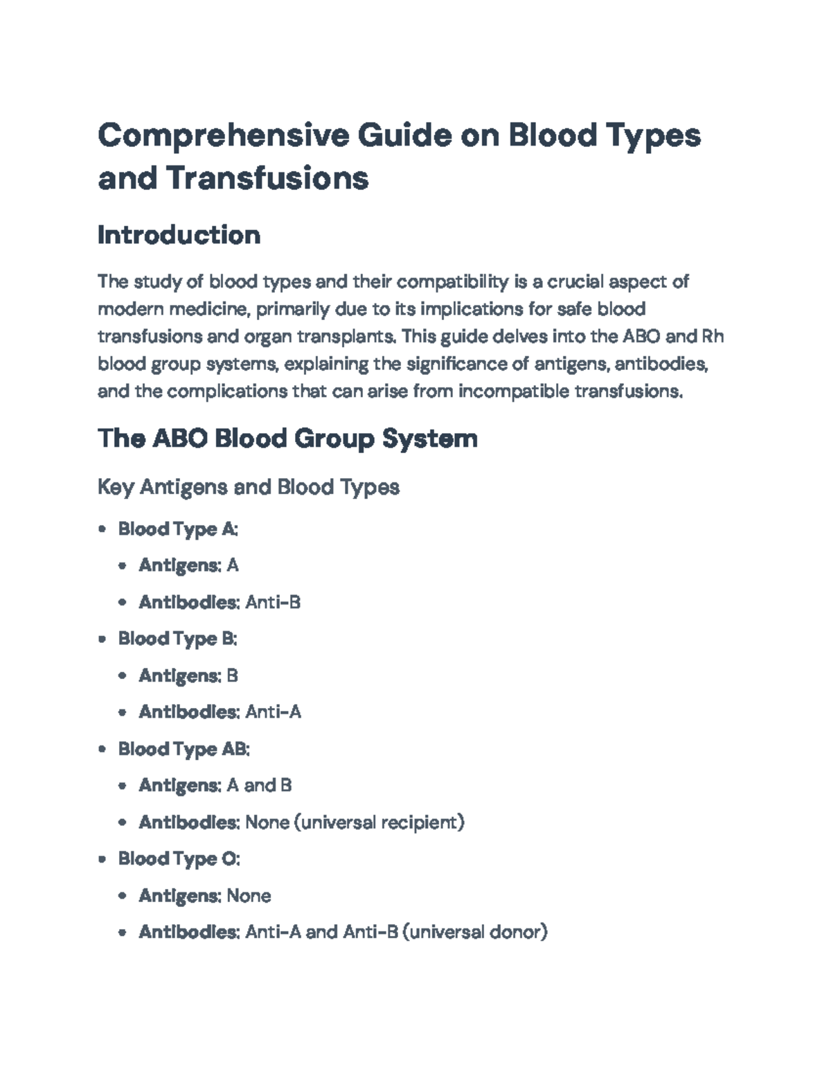 Comprehensive Guide on ABO and Rh Blood Types for Transfusions ...