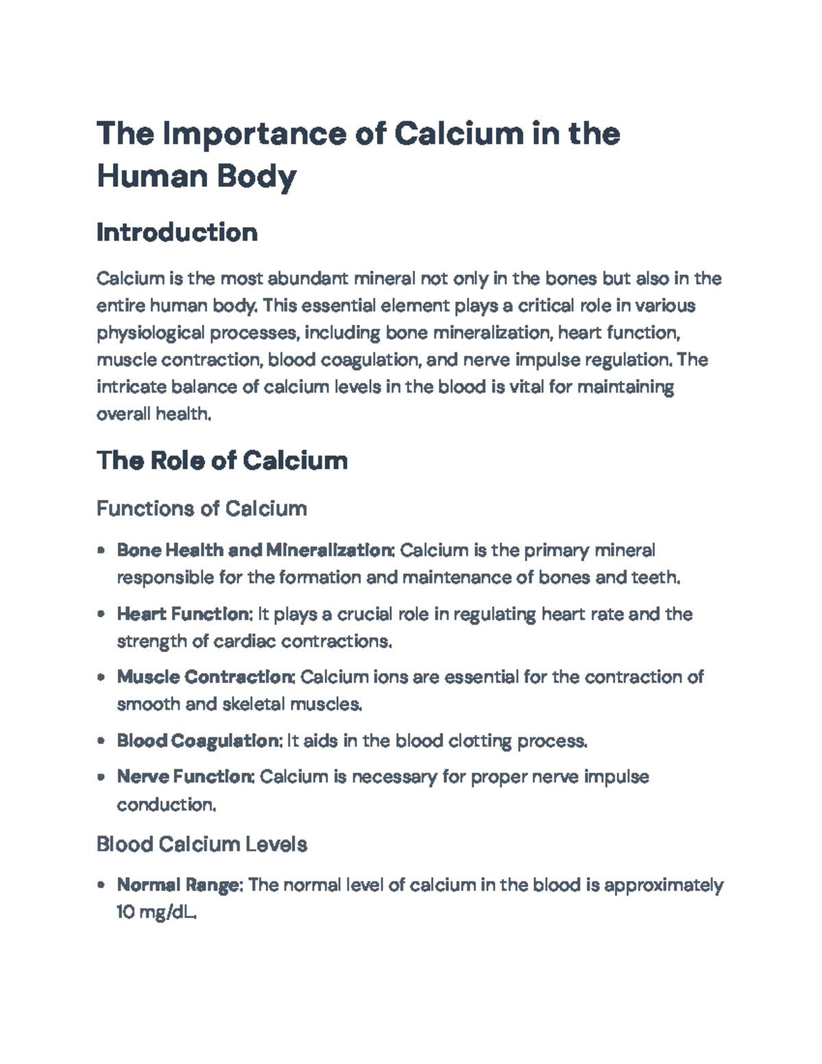 The Role of Calcium in Human Physiology: Essential Functions ...