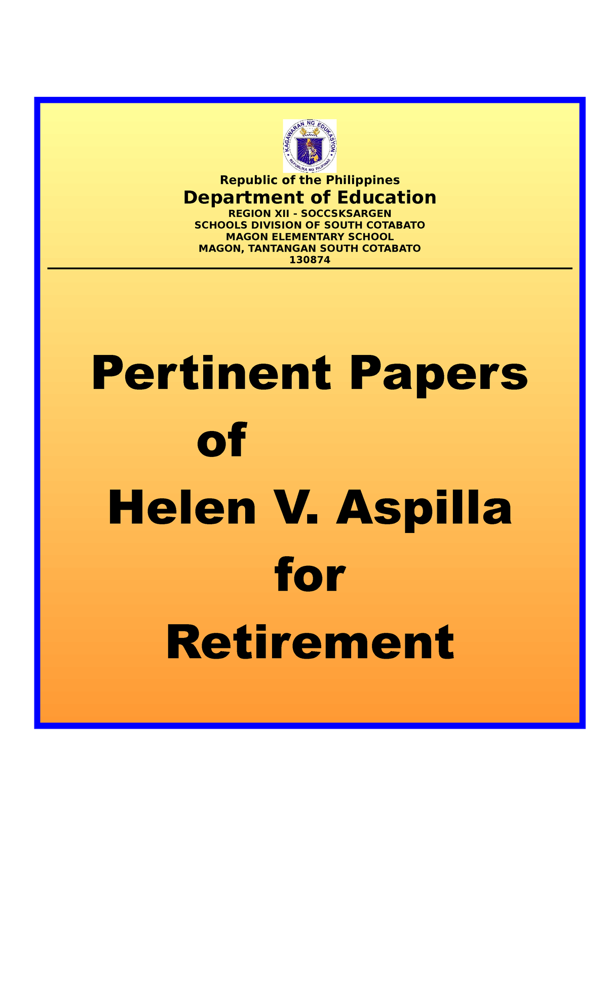 Cover Page Pertinent Papers - social science - Republic of the ...