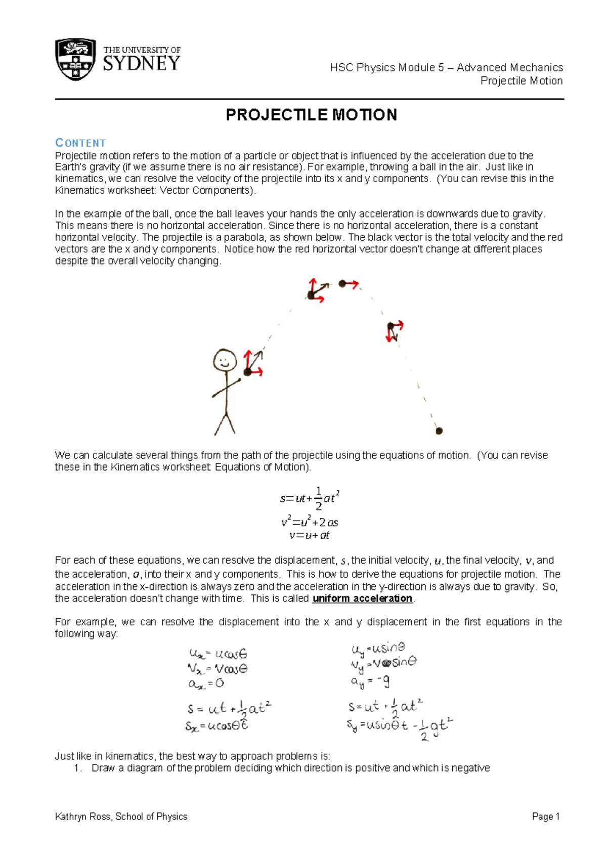 HSC Physics Module 5: Advanced Mechanics - Projectile Motion Notes ...