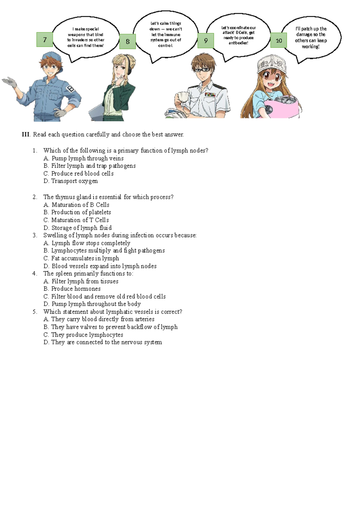 QUIZ#3-3RDQ: Immune System Functions and Lymphatic Responses - Studocu