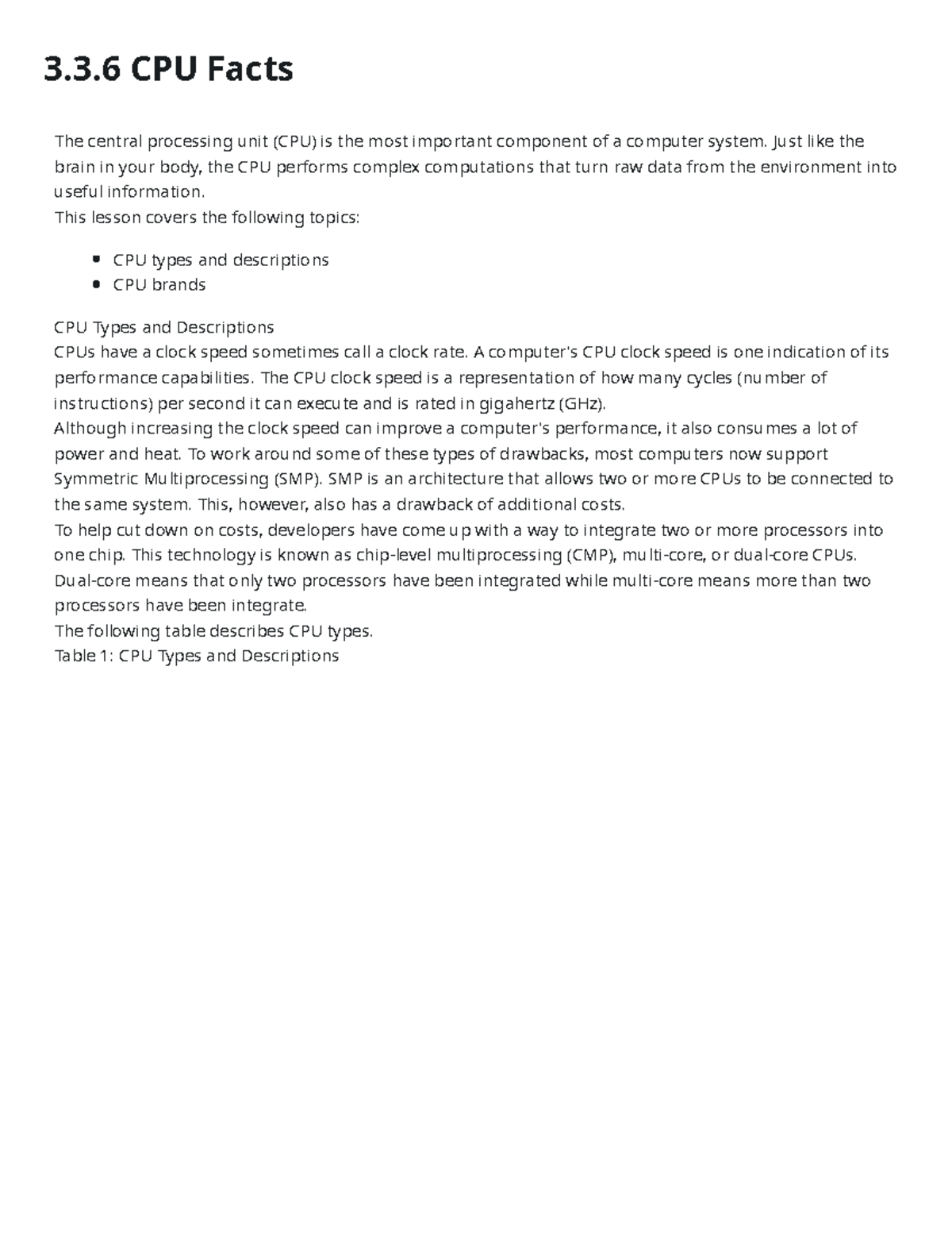 3.3.6 CPU Facts - Summary of CPU Types and Brands in IT Fundamentals ...