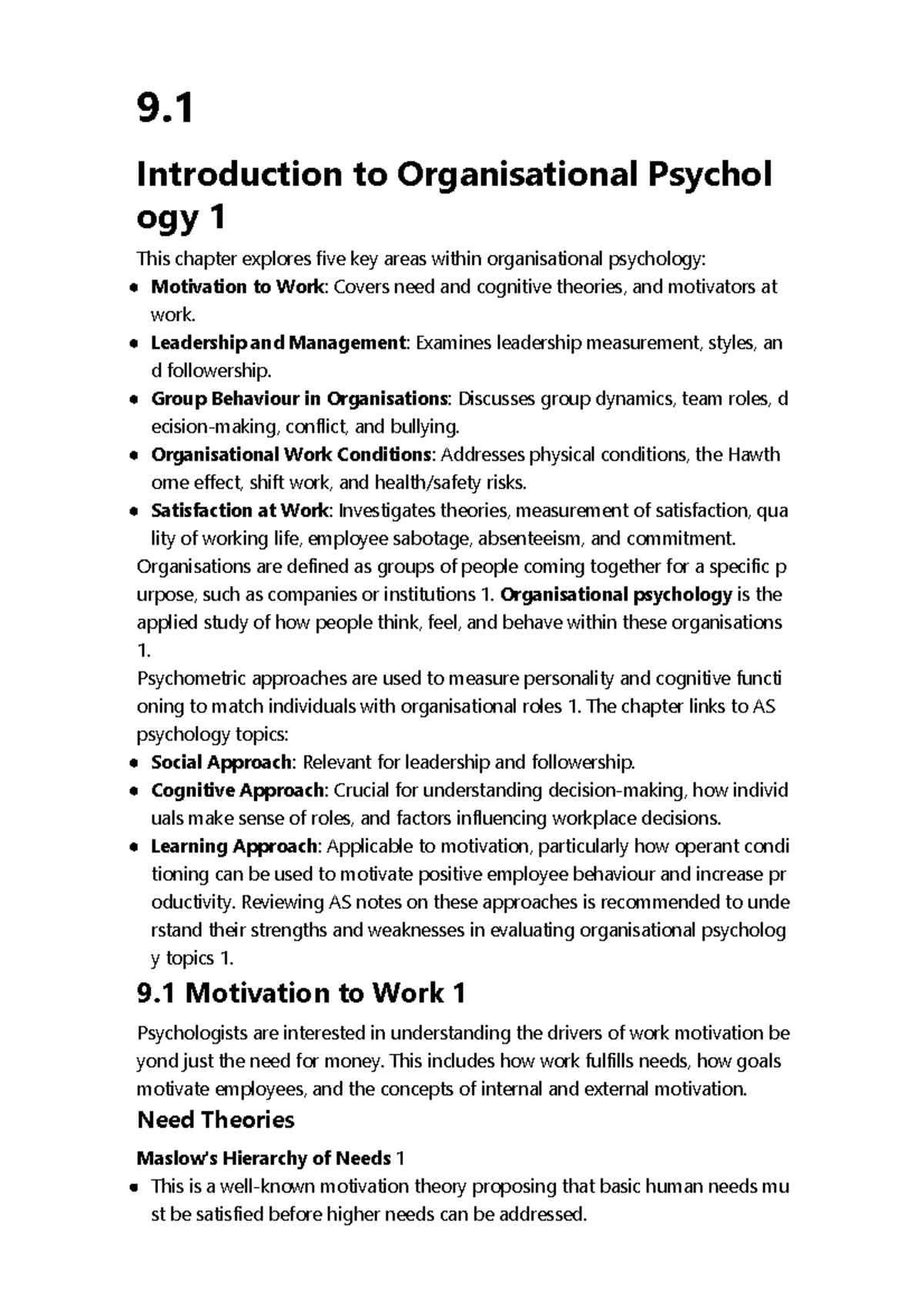 Psychology 9990: Chapter 9.1 - Introduction to Organisational ...