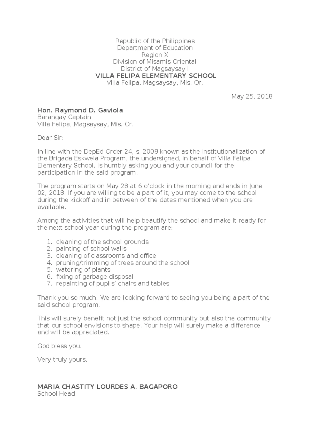 VFES Action Plan for GPTA Re-election and School Activities - Studocu