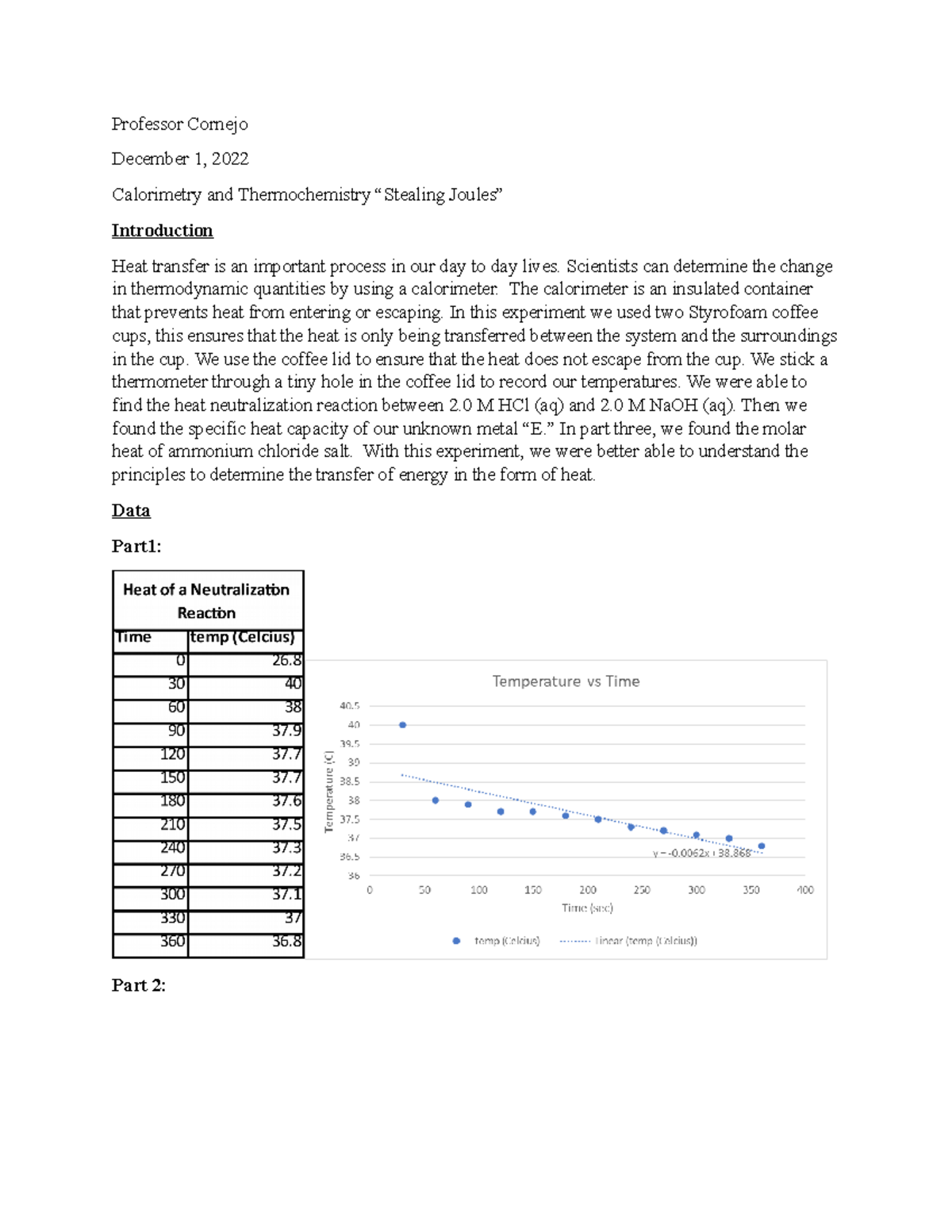 Lab Report 17 - Chem 106: Calorimetry & Thermochemistry Analysis - Studocu