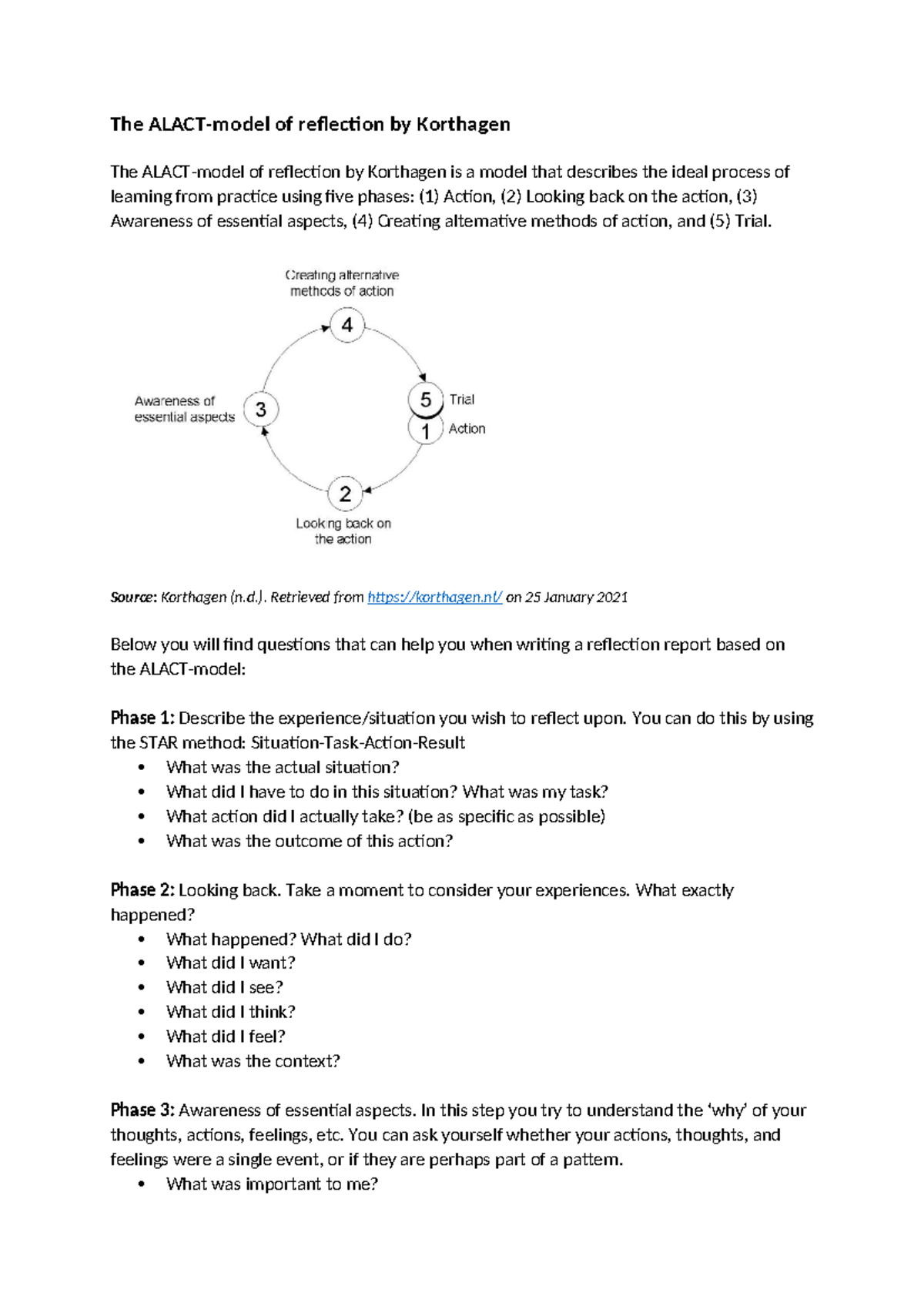 ALACT Reflection Model: A Guide for Effective Learning from Practice ...