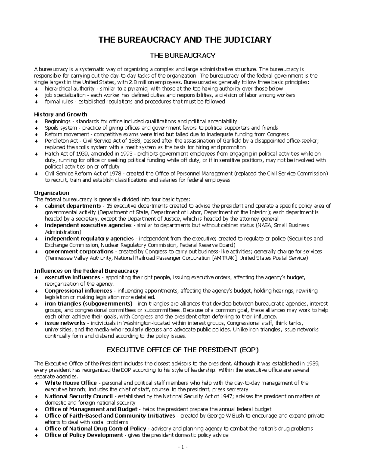 AP US Gov: The Federal Judiciary & Bureaucracy Overview - Studocu