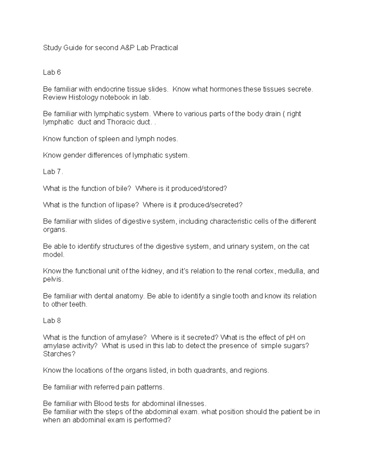 A&P2 Lab Practical II Study Guide: Key Concepts for Success - Studocu