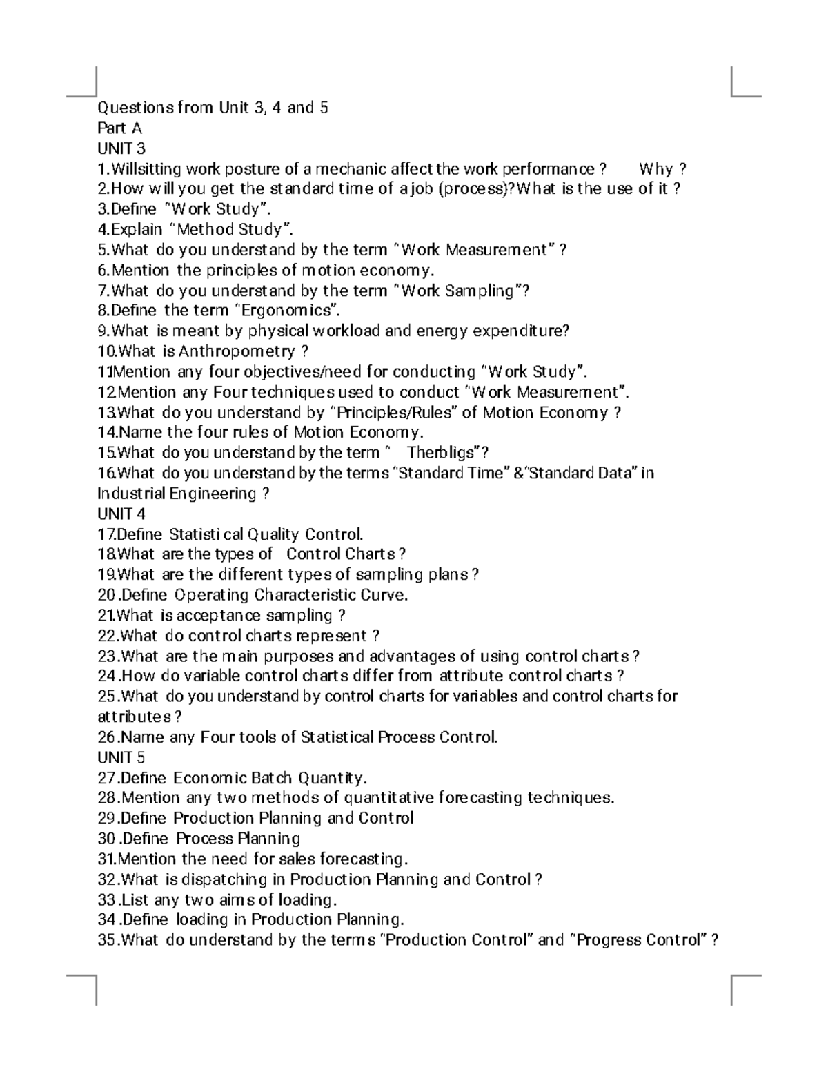 IIE Coaching - Test Questions from Units 1-4 on Work Performance and ...