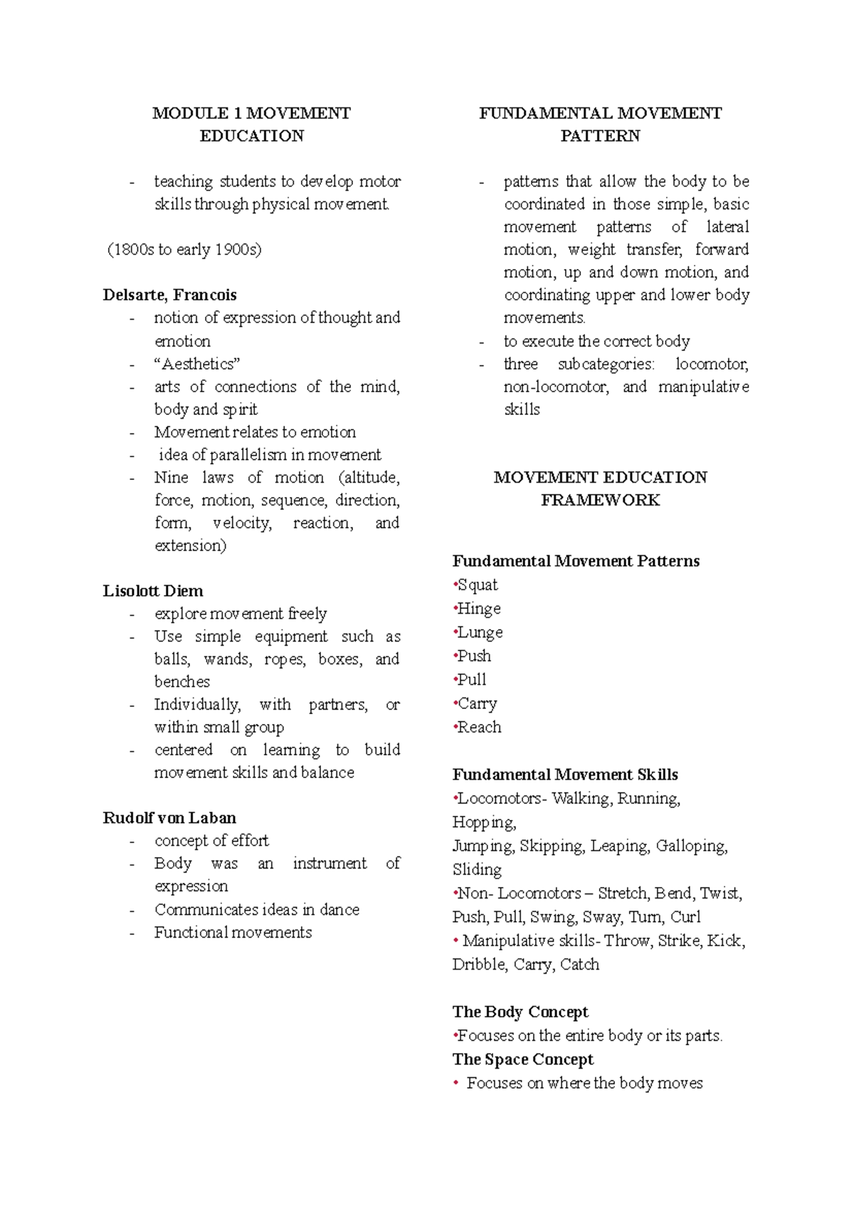 MODULE 1: Movement Education & Fundamental Movement Patterns (Pathfit ...