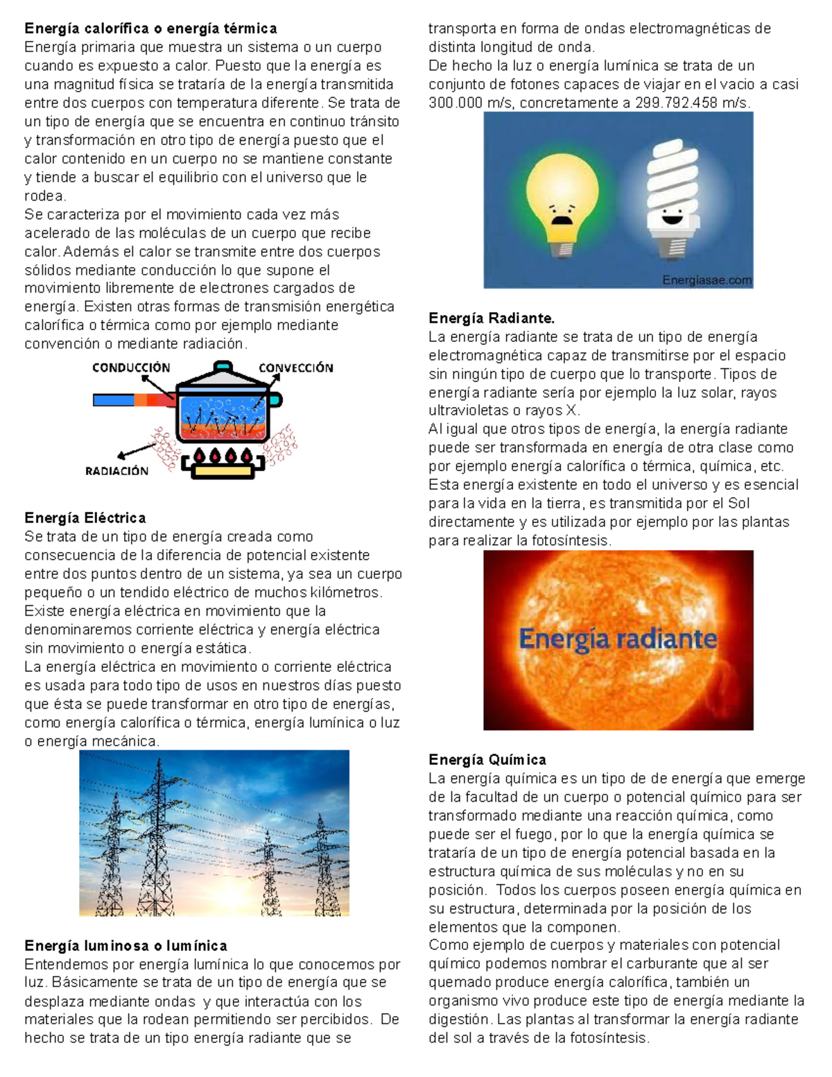 Ejemplos De Energia Luminosa
