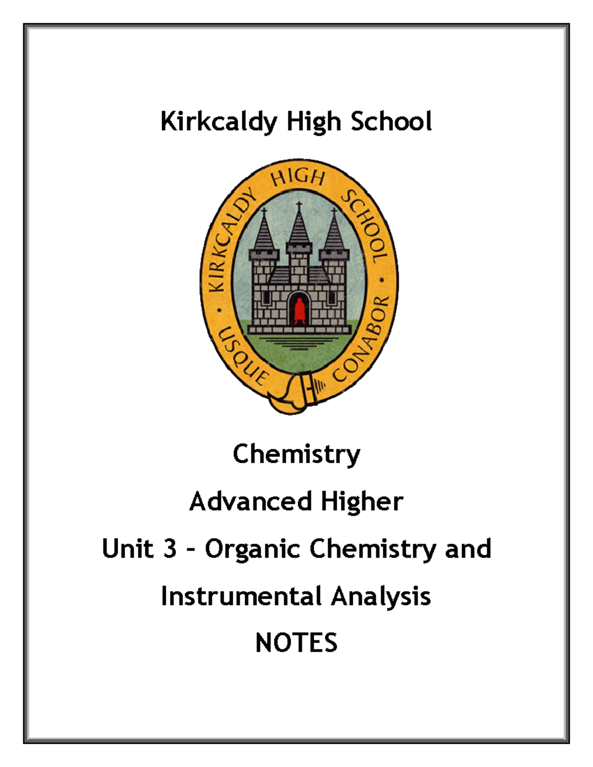AH Advanced Higher Unit 3 Organic Chemistry & Instrumental Analysis ...