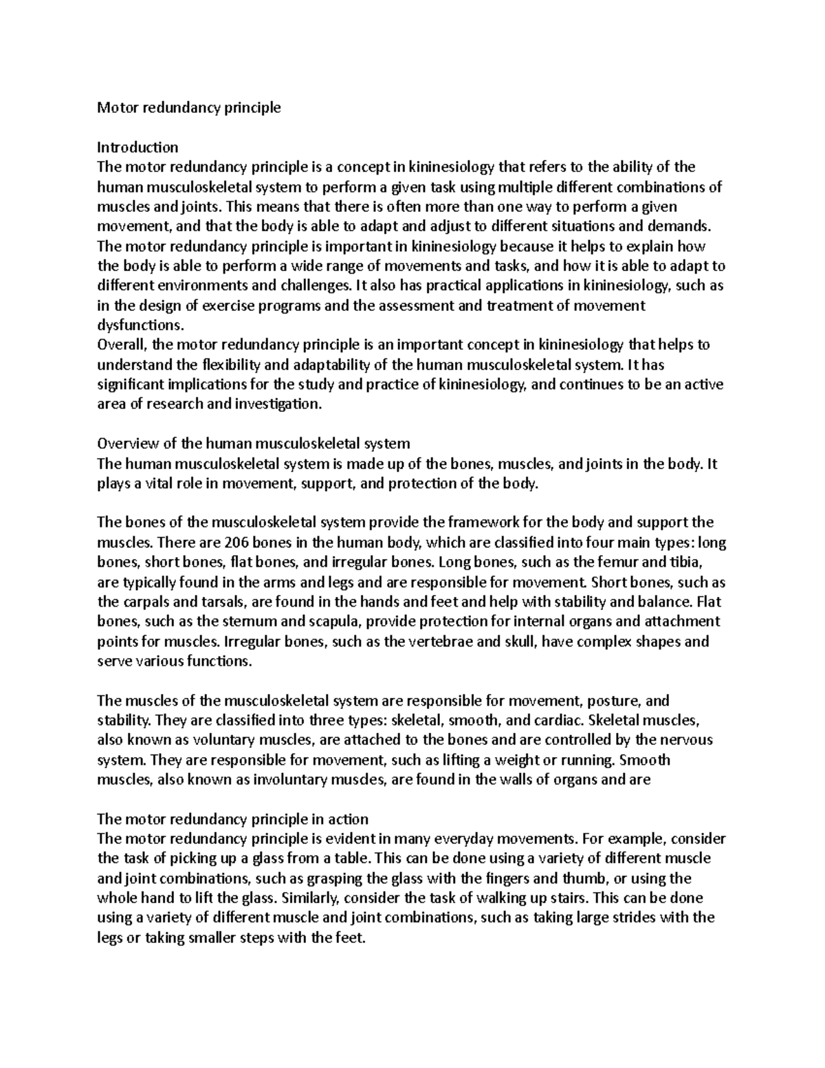 KINES 101 - Understanding the Motor Redundancy Principle in Kinesiology ...