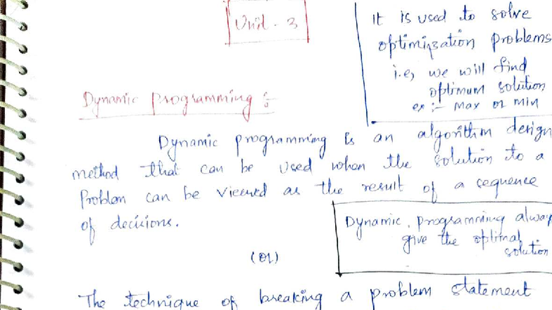 Unit 3: Dynamic Programming and Optimization Techniques - Studocu