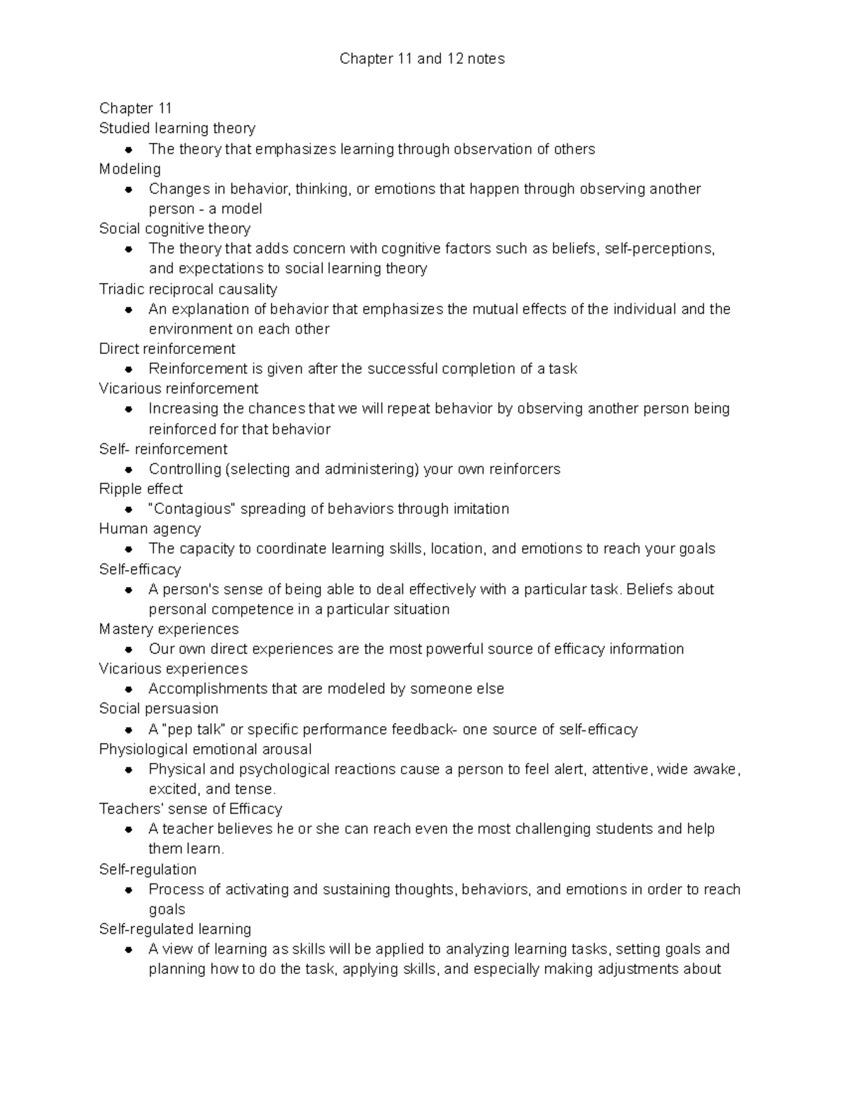 Chapter 11 & 12: Learning Theories & Motivation Notes - Studocu