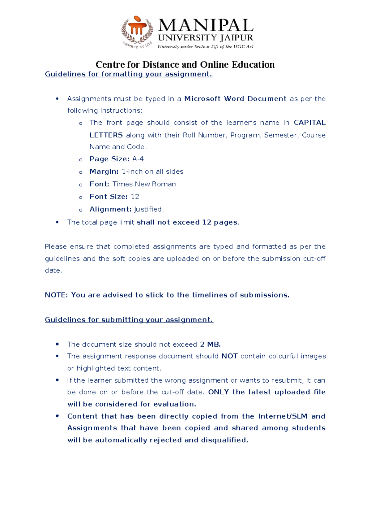 DBB2110 BBA 3 Assignment Formatting Guidelines for Submission - Studocu