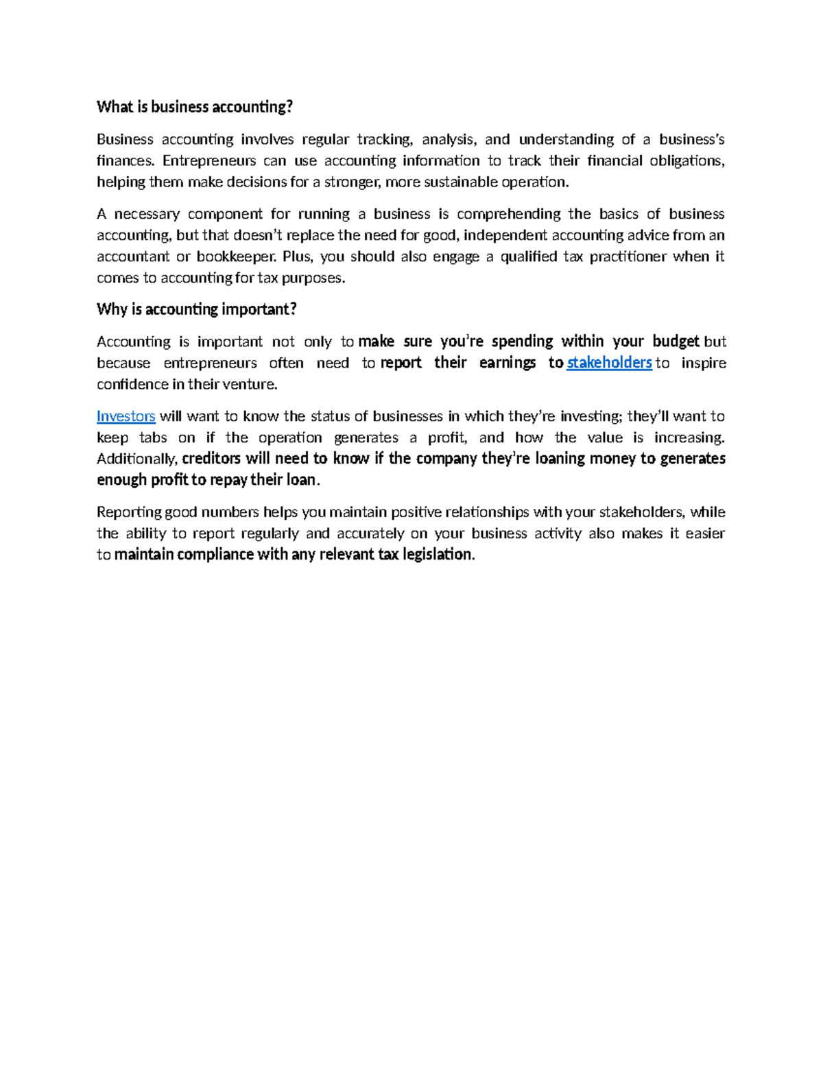 Understanding Business Accounting: Importance and Basics - Studocu