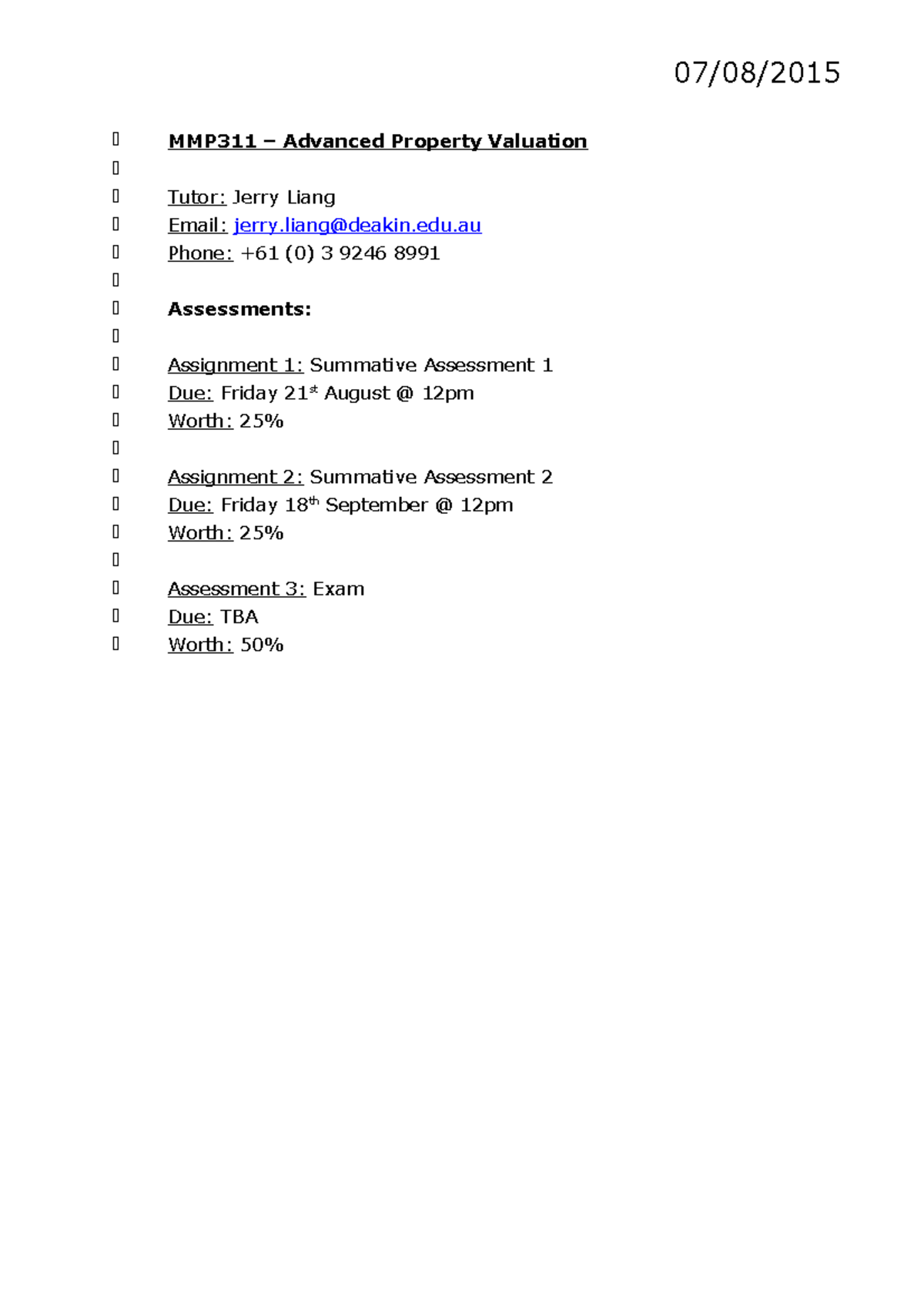 Very comprehensive lecture notes - 07/08/ MMP311 – Advanced Property ...