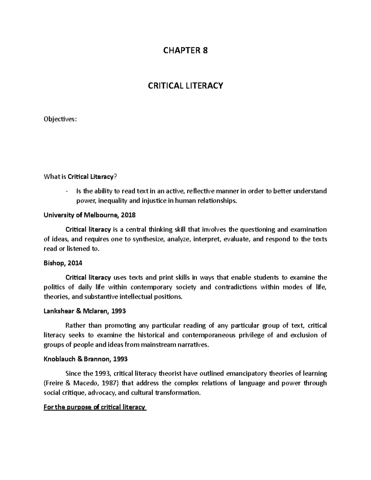 Chapter 8: Understanding Critical Literacy and Its Impact on Education ...