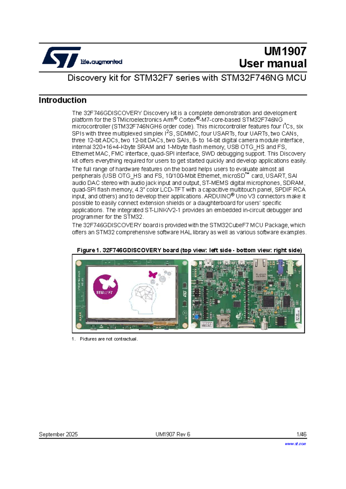 UM1907 User Manual: Discovery Kit for STM32F7 Series (STM32F746NG MCU ...