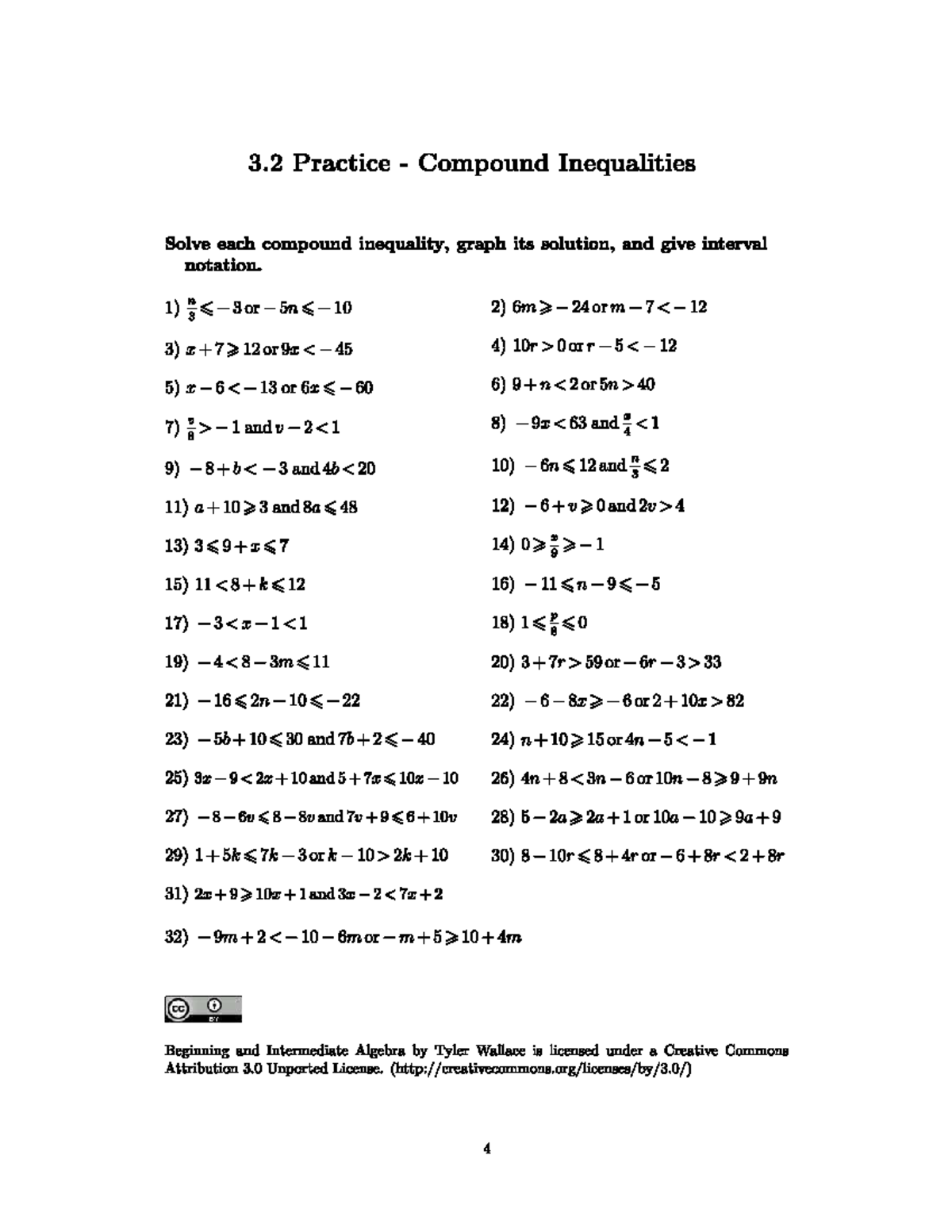 3.2 Practice: Solving Compound Inequalities and Graphing Solutions ...