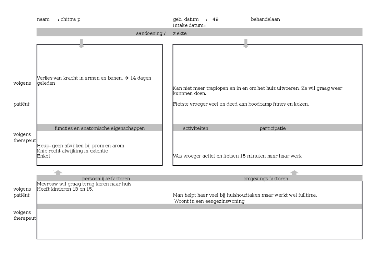 RPS Formulier: Behandelplan en Hulpvraag van Patiënt Chittra P ...