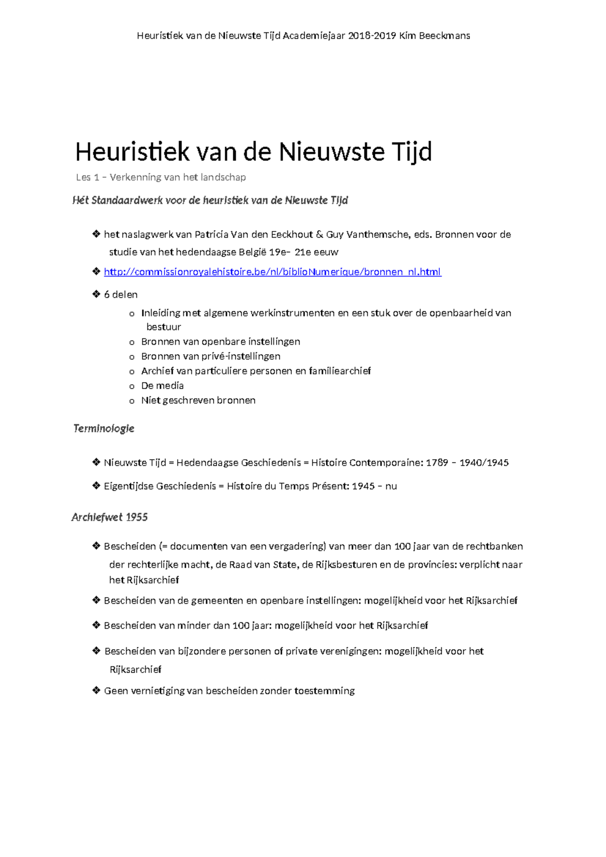 Heuristiek van de Nieuwste Tijd: Academiejaar 2018-2019 Samenvattingen ...
