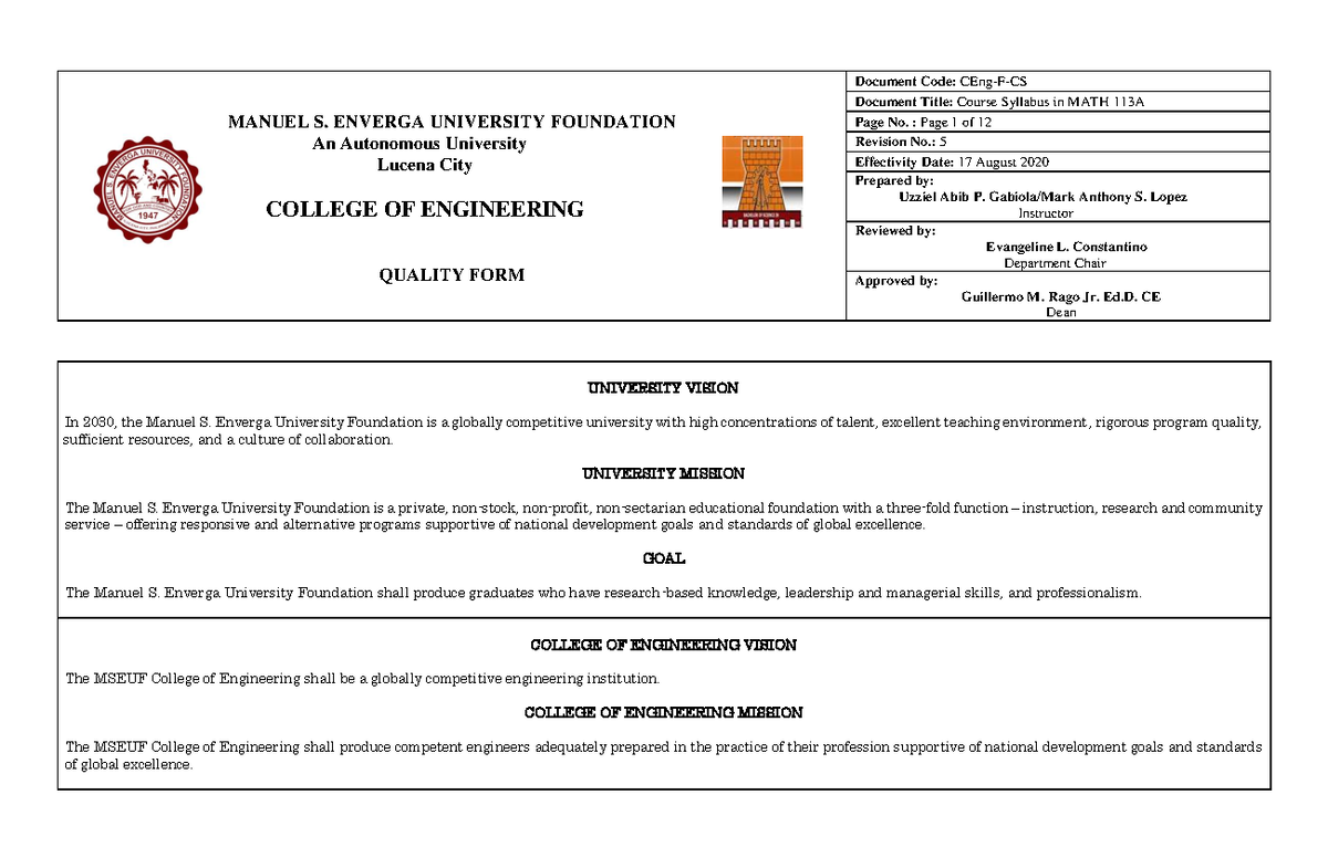 MATH113A - Calculus 1 - Complete Course Syllabus & Guidelines - Studocu