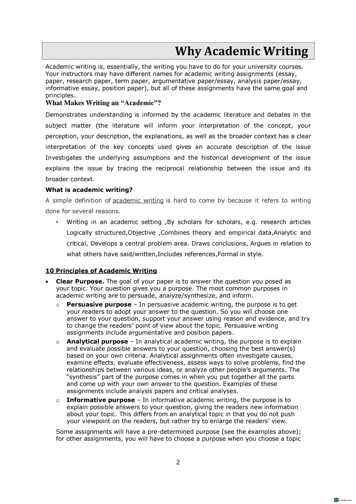 Unit 01 - Academic Writing - Why Academic Writing Academic writing is ...