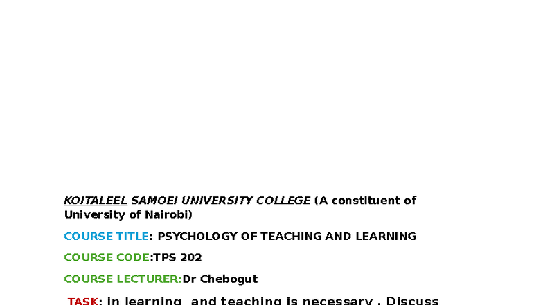 TPS 202: The Role of Information Technology in Teaching & Learning ...