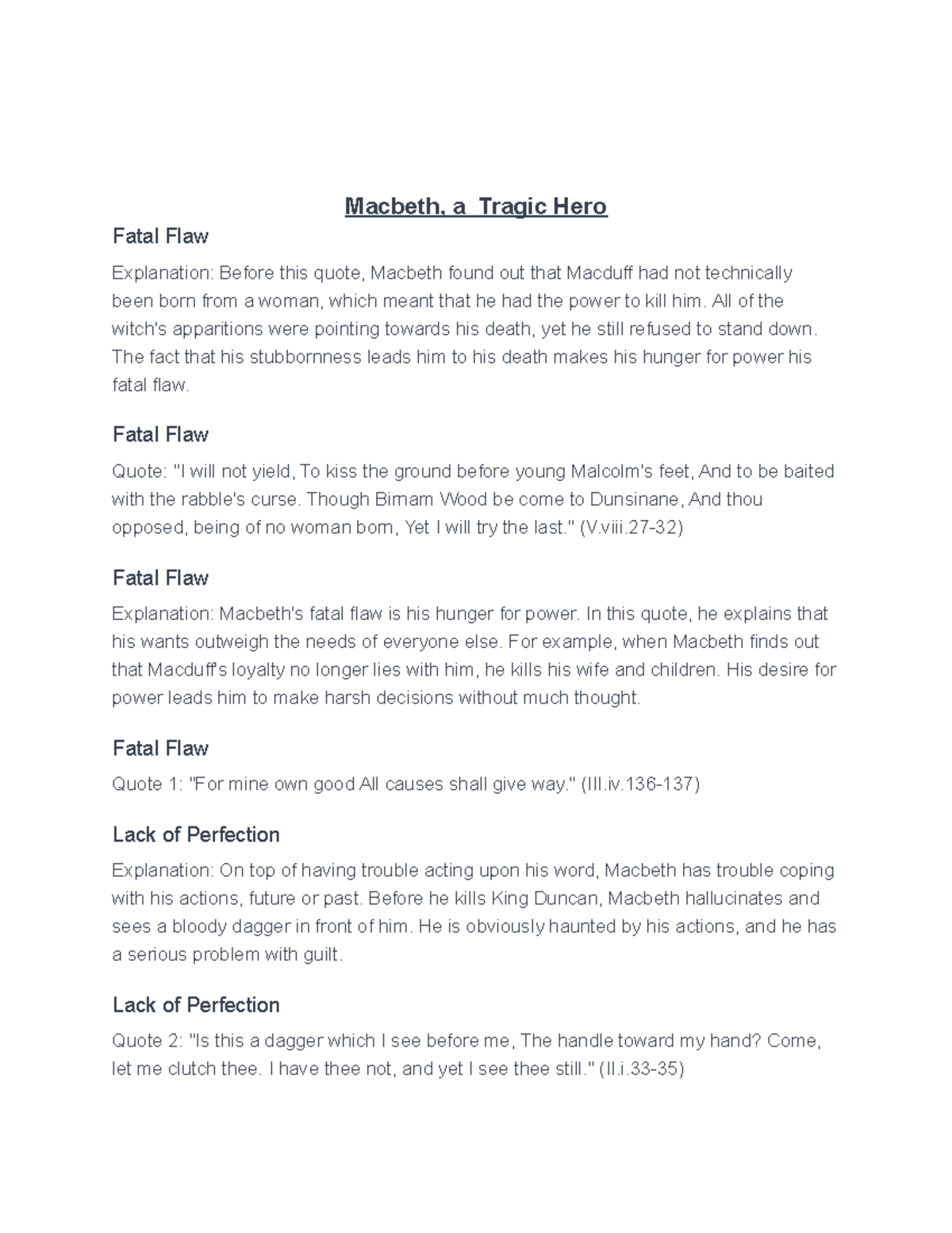 Macbeth (ENG 101) - Analyzing a Tragic Hero's Fatal Flaws and Greatness ...