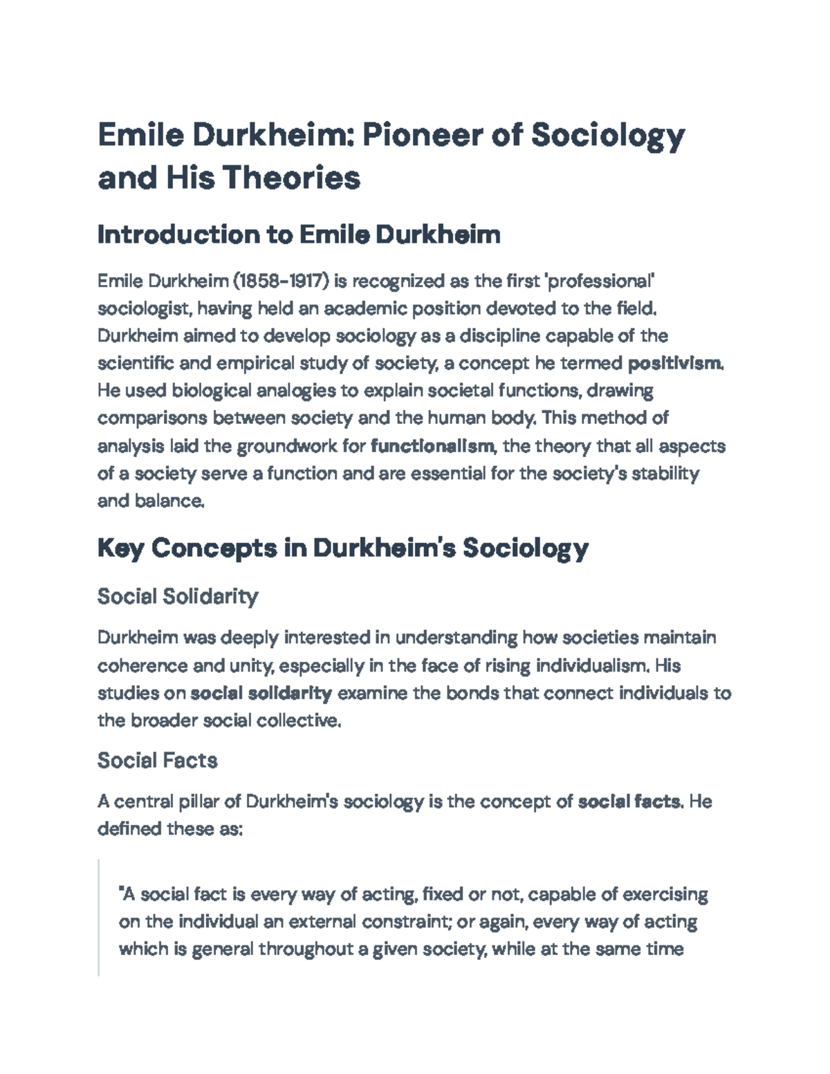 Sociology (SOC 101): Key Theories of Emile Durkheim Explained - Studocu