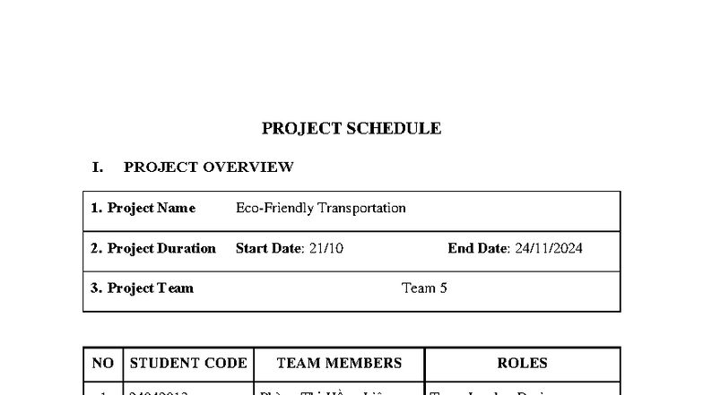 Transportation Project Schedule: Group 5 Plan and Overview - Studocu